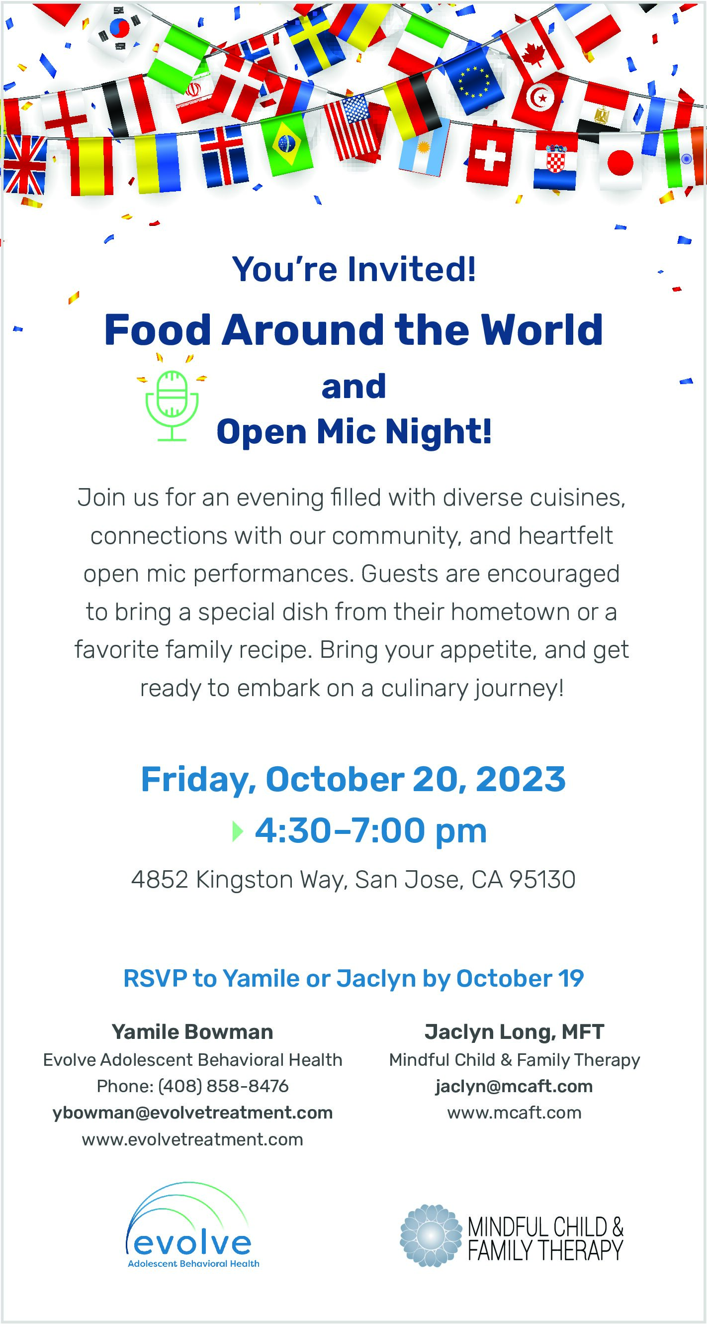 Open Mic Dinner Networking 10-22-23 - Mindful Therapy